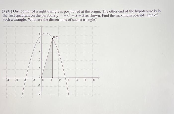 Solved (3 pts) One corner of a right triangle is positioned | Chegg.com
