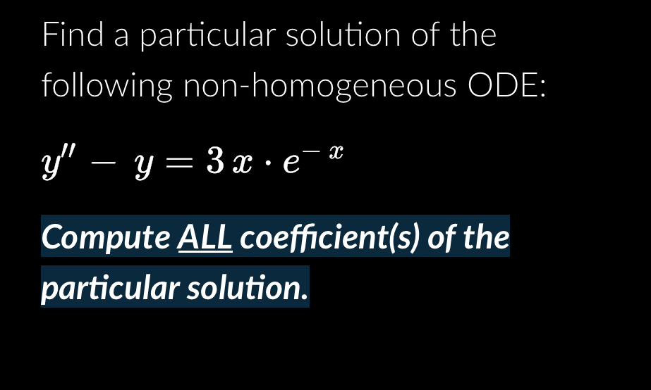Solved Find a particular solution of thefollowing | Chegg.com