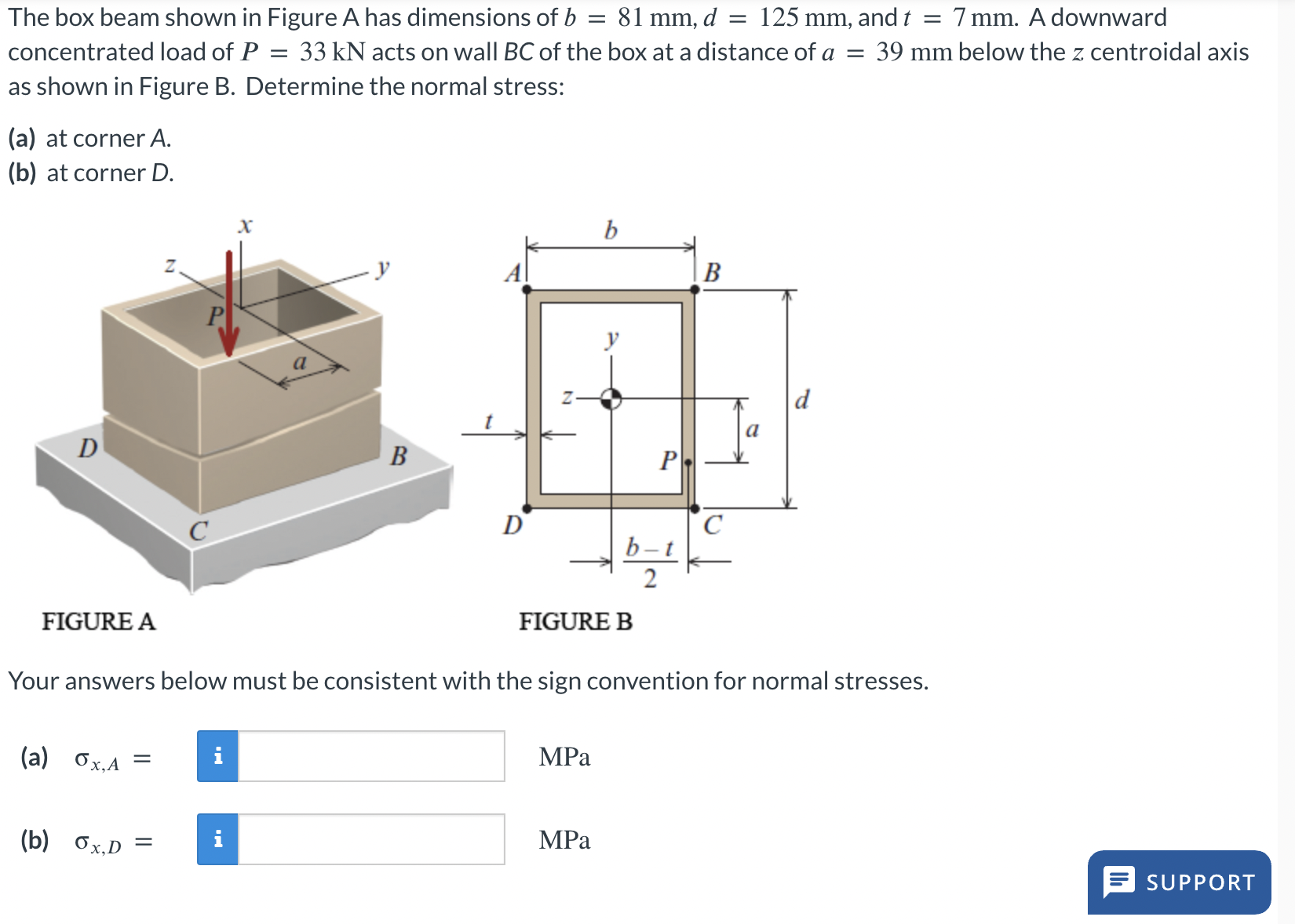 Solved The box beam shown in Figure A has dimensions of | Chegg.com