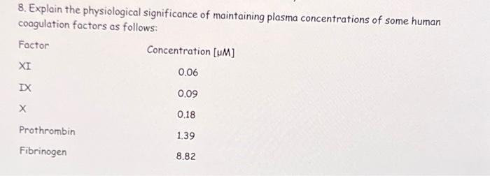 8. Explain the physiological significance of | Chegg.com