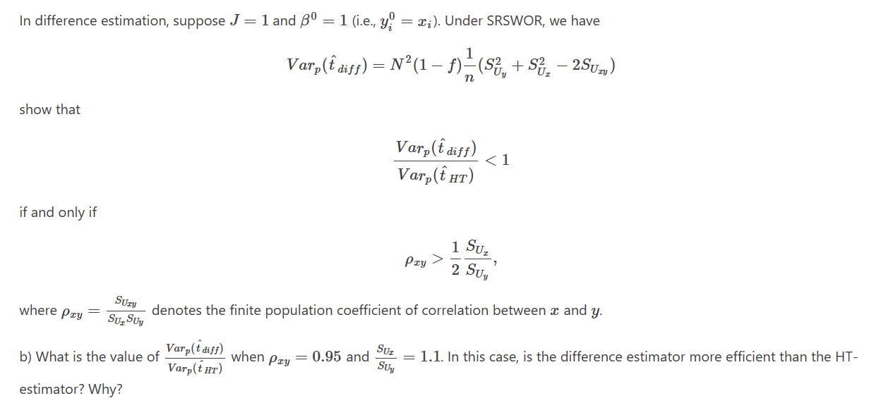 Solved In difference estimation, suppose J=1 ﻿and | Chegg.com