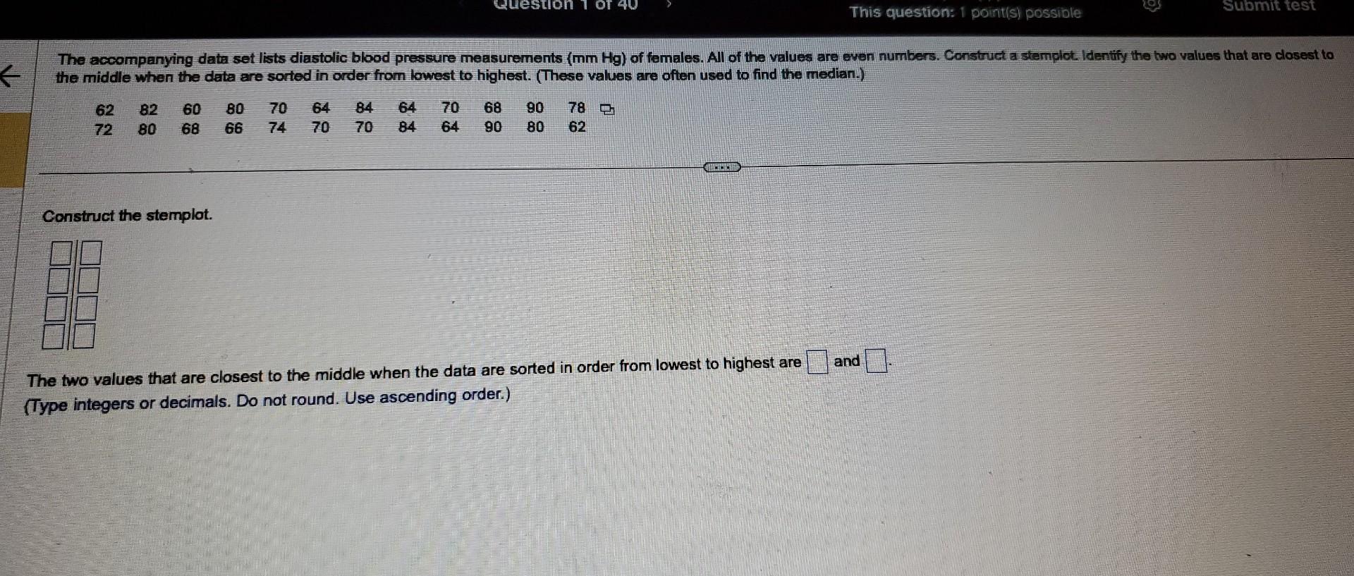 Solved Construct the stemplot. The two values that are | Chegg.com