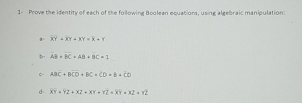 Solved 1. Prove the identity of each of the following | Chegg.com