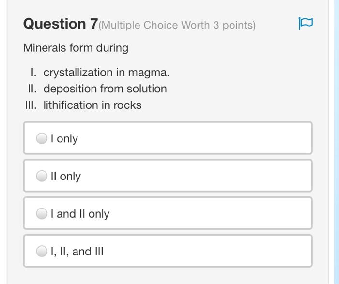 Solved Question 7(Multiple Choice Worth 3 points) Minerals | Chegg.com