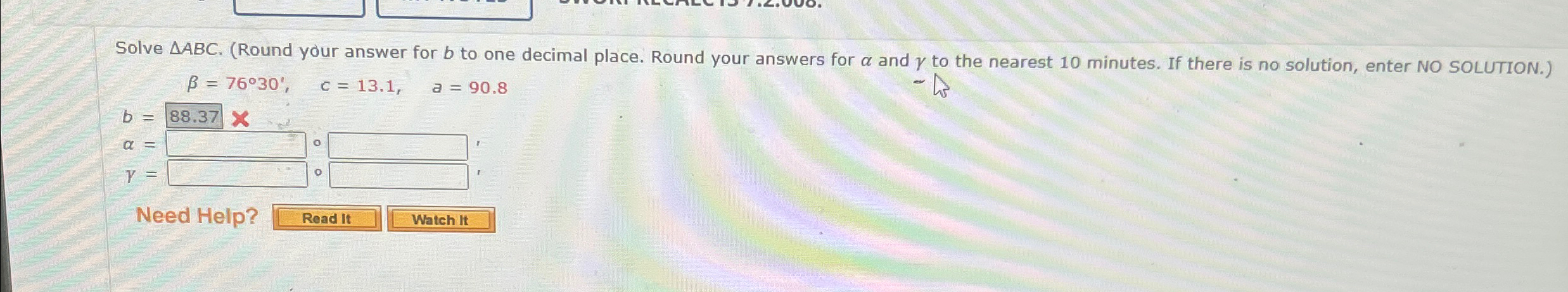 Solved Solve ????ABC. (Round your answer for b ﻿to one | Chegg.com