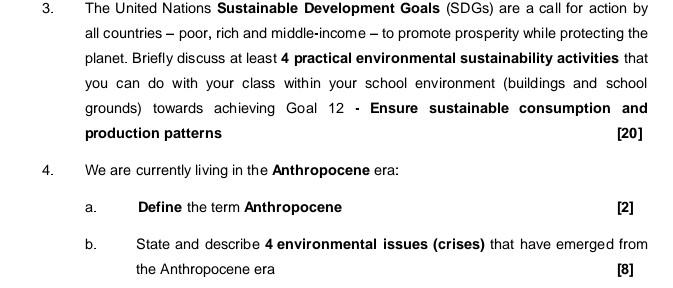 Solved 3. The United Nations Sustainable Development Goals | Chegg.com