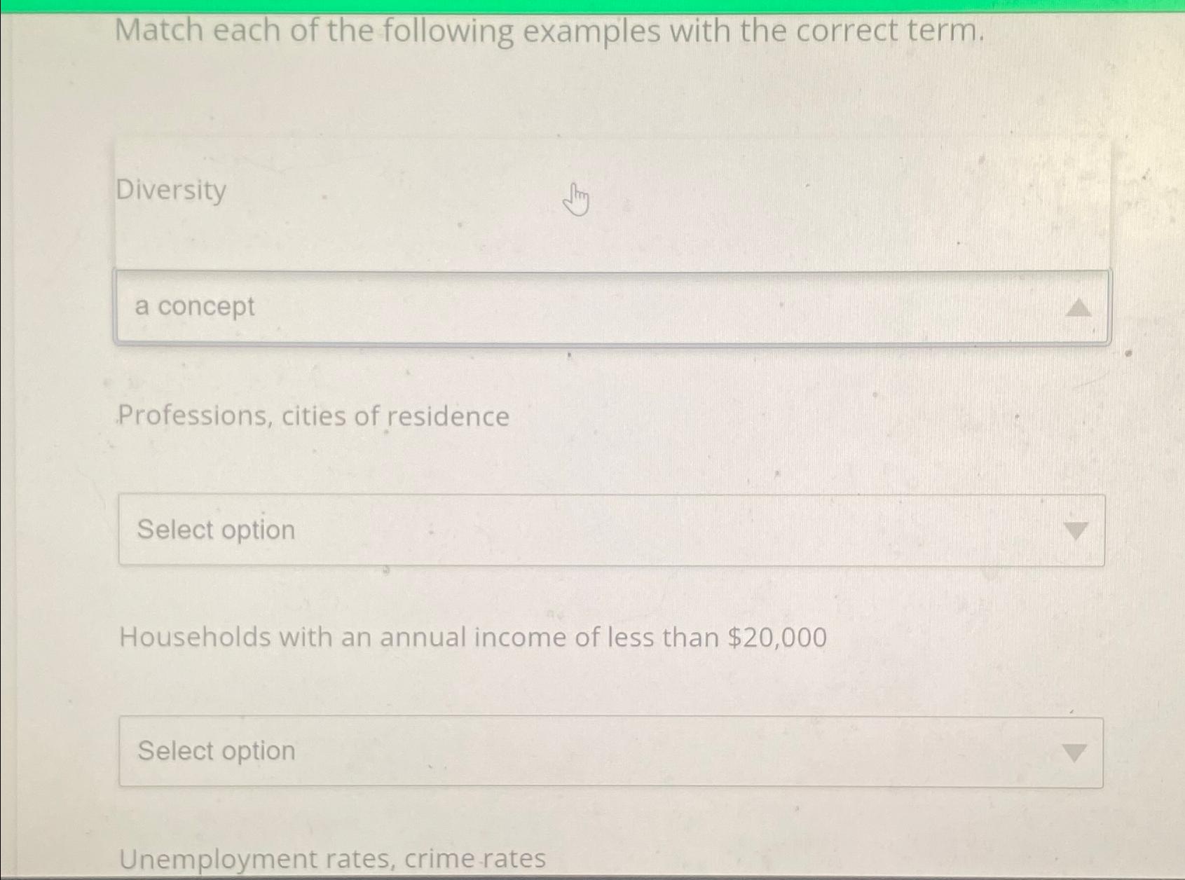 Solved Match each of the following examples with the correct | Chegg.com