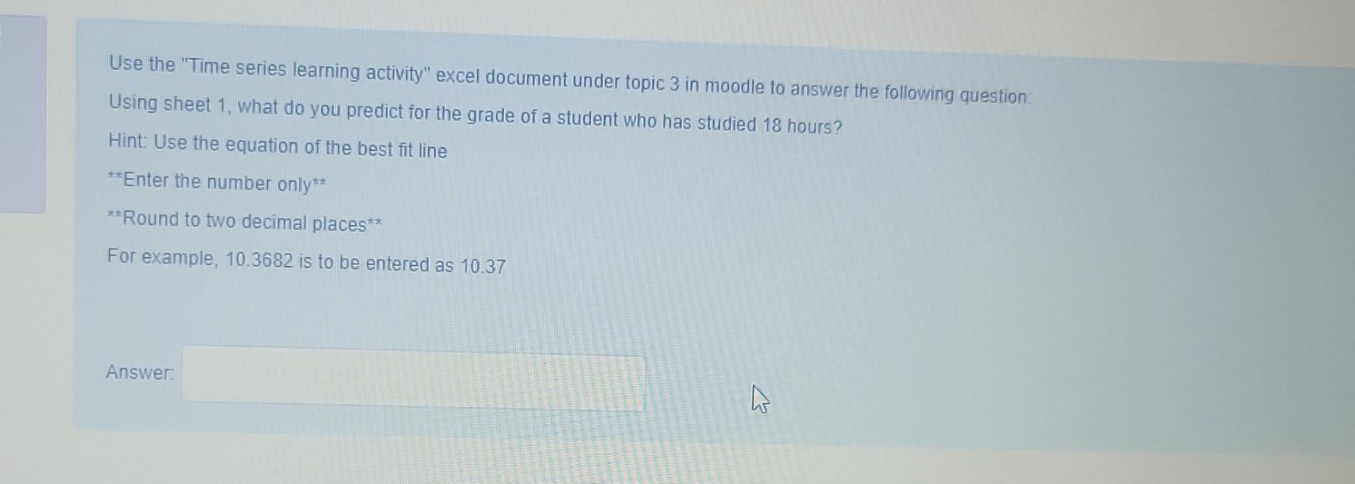 Solved Use the "Time series learning activity" excel | Chegg.com