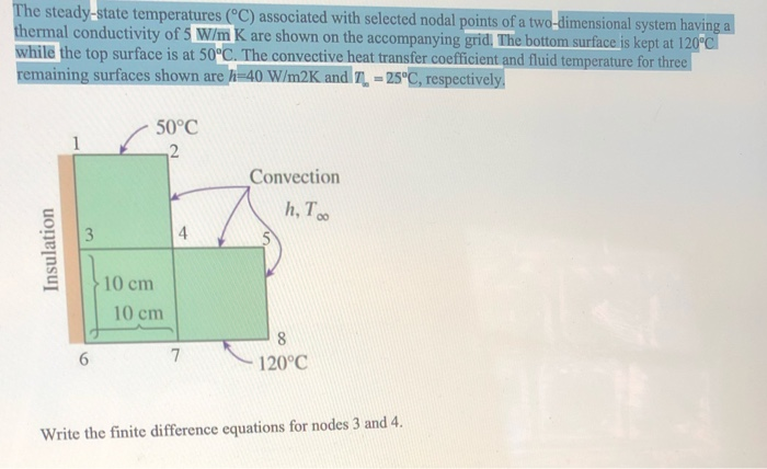 Solved The steady-state temperatures (°C) associated with | Chegg.com