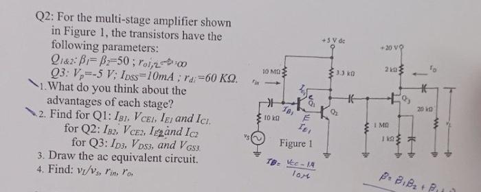 Solved Q2: For the multi-stage amplifier shown in Figure 1, | Chegg.com