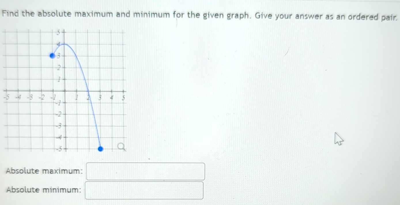 Solved Find the absolute maximum and minimum for the given | Chegg.com