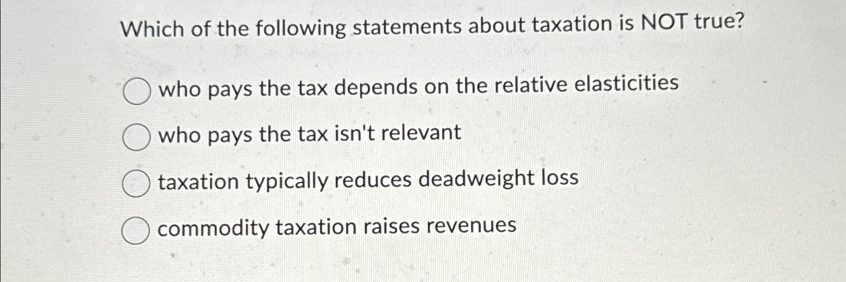 Solved Which of the following statements about taxation is | Chegg.com