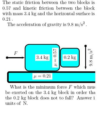 The static friction between the two blocks is 0.57 | Chegg.com