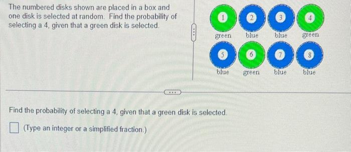 Solved The numbered disks shown are placed in a box and one | Chegg.com