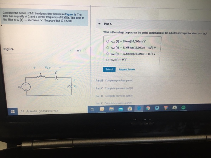 Solved Consider the series RLC bandpass filter shown in | Chegg.com