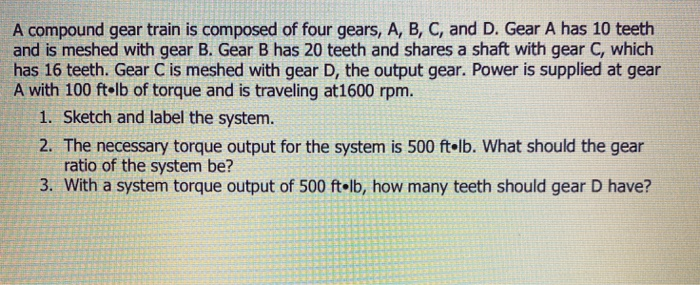 Solved Gear Practice Problems Gear and Sprocket Calculations | Chegg.com