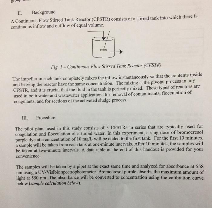II. Background A Continuous Flow Stirred Tank Reactor | Chegg.com