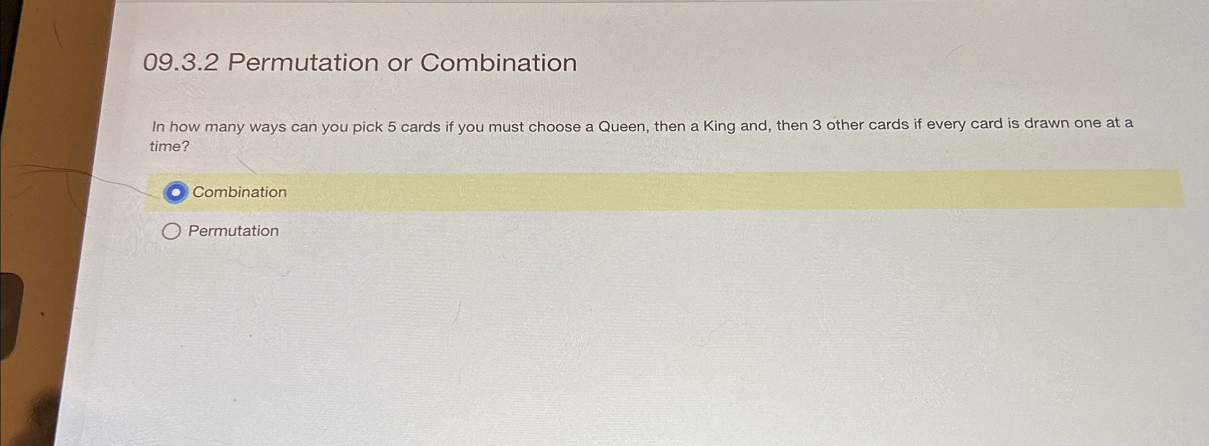 Solved 09.3.2 ﻿Permutation or CombinationIn how many ways | Chegg.com