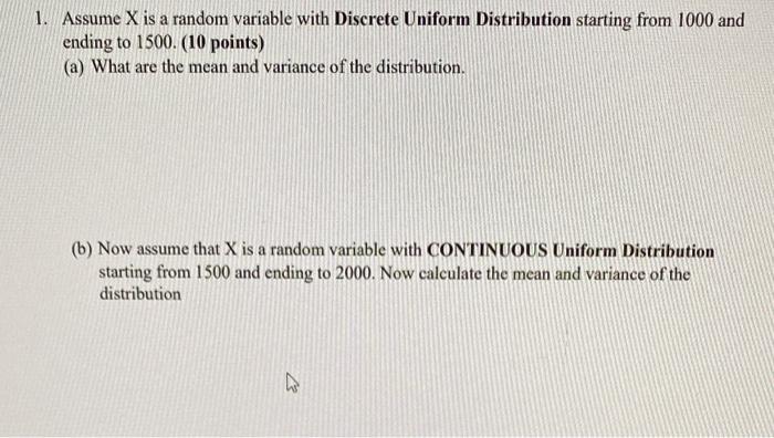 Solved 1. Assume X is a random variable with Discrete | Chegg.com
