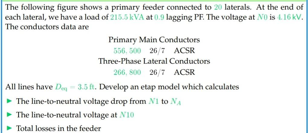 Solved The following figure shows a primary feeder connected | Chegg.com