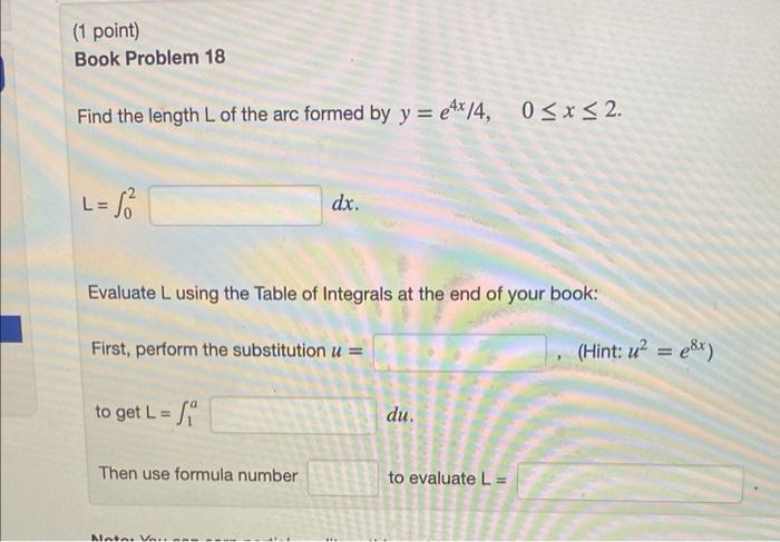 Solved (1 point) Book Problem 18 Find the length L of the | Chegg.com