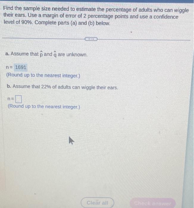 Solved Find the sample size needed to estimate the | Chegg.com