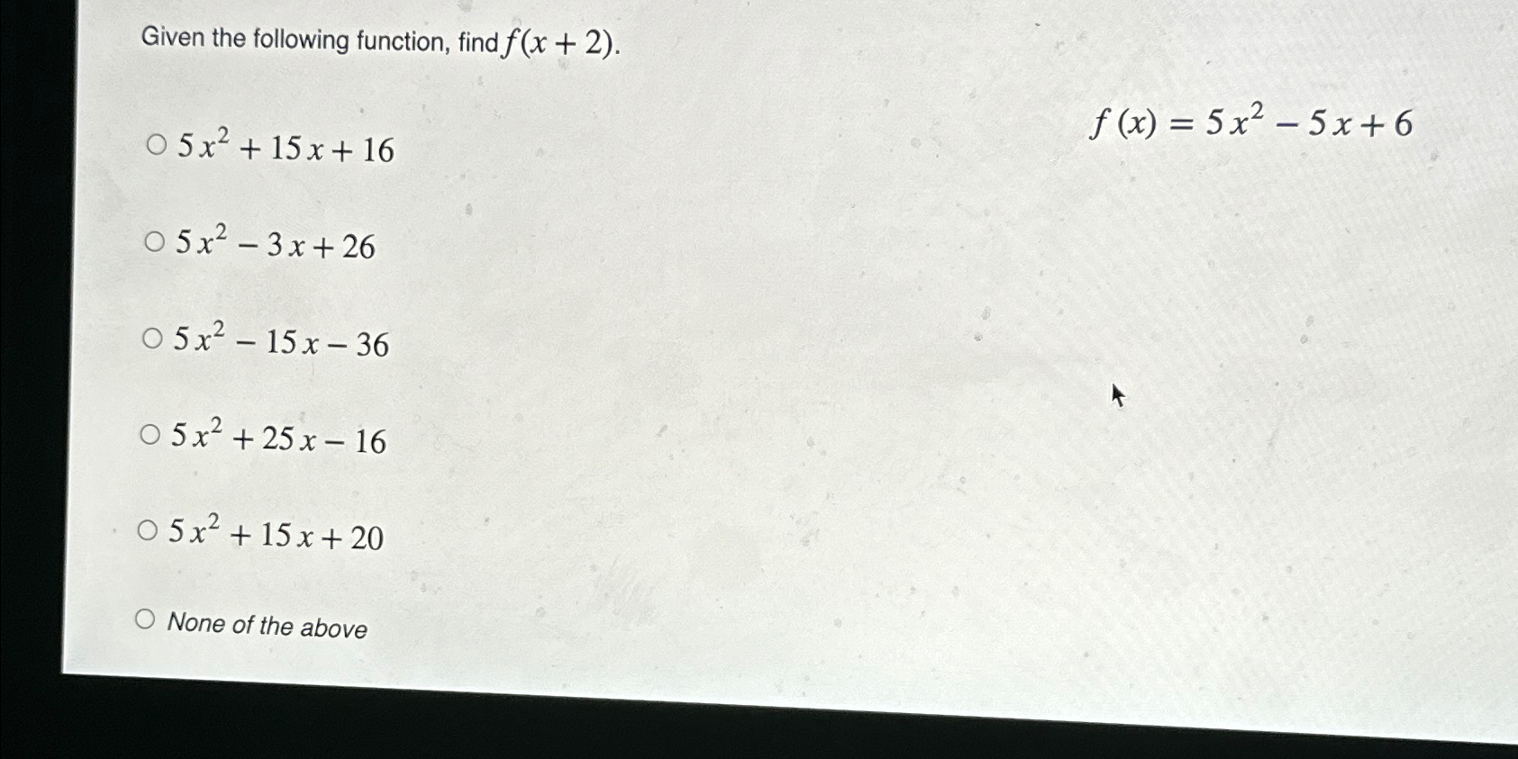 Solved Given the following function, find | Chegg.com