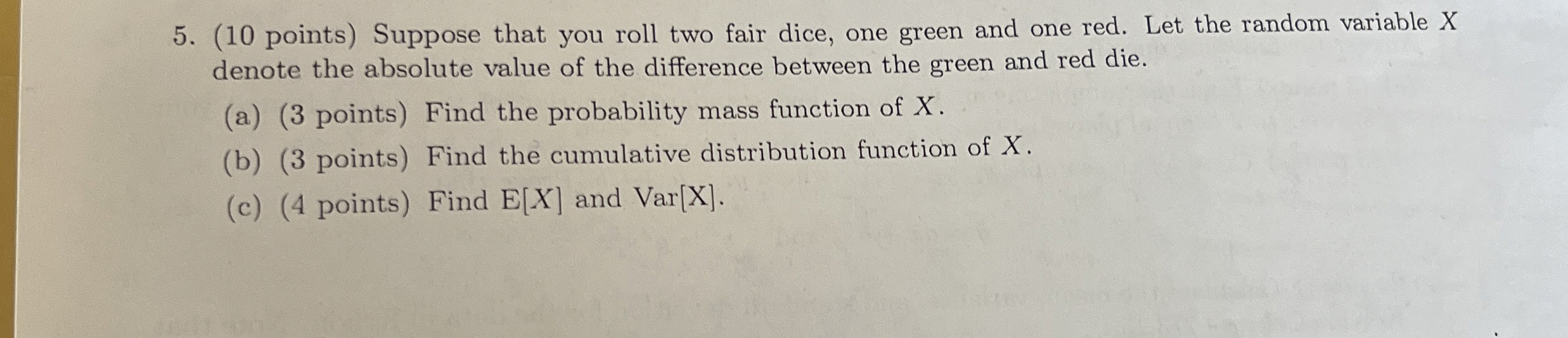 Solved (10 ﻿points) ﻿Suppose that you roll two fair dice, | Chegg.com