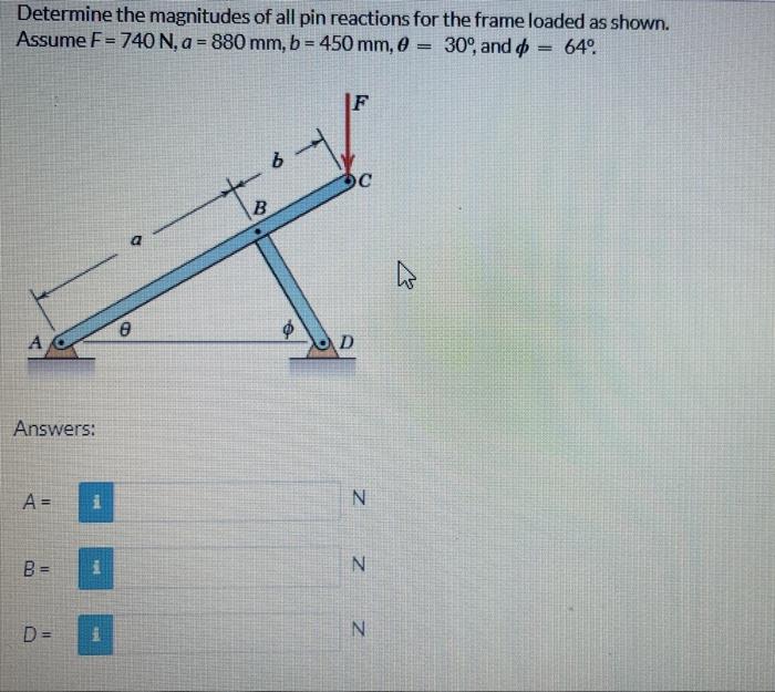 Solved Determine the magnitudes of all pin reactions for the | Chegg.com