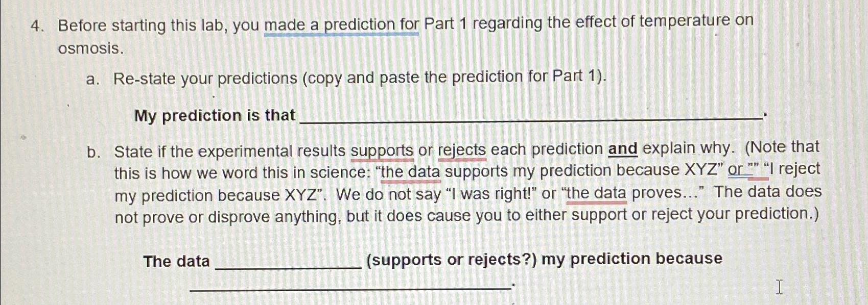 Solved Before starting this lab, you made a prediction for | Chegg.com
