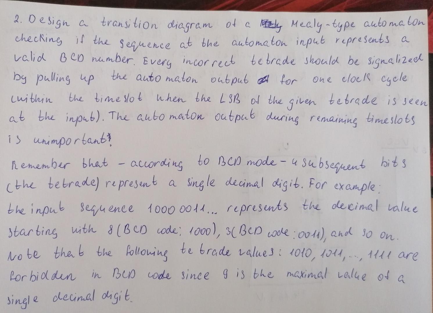 2. Design a transition diagram of a Milly Mealy-type | Chegg.com