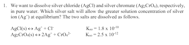Solved We want to dissolve silver chloride (AgCl) ﻿and | Chegg.com