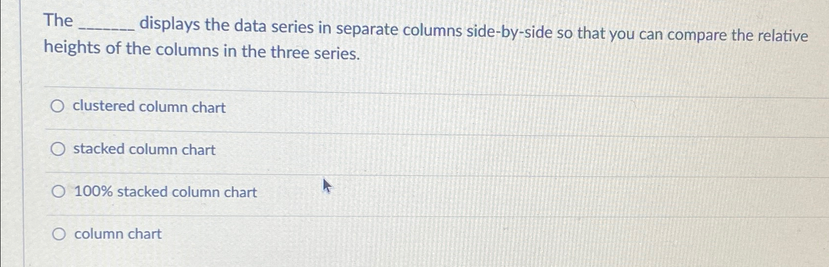 Solved The q, ﻿displays the data series in separate columns | Chegg.com