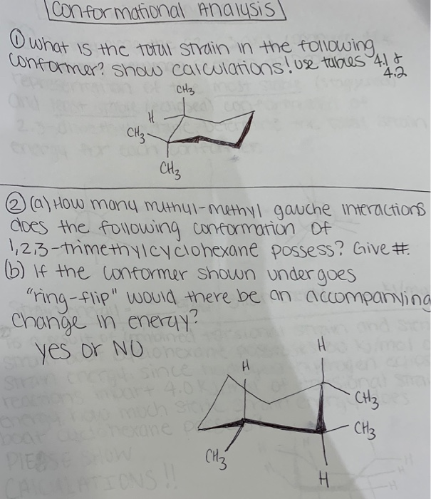 Solved conformational Analysis What is the total strain in | Chegg.com