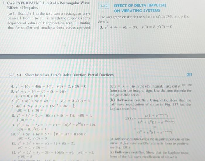 2. CAS EXPERIMENT. Limit of a Rectangular Wave. | Chegg.com
