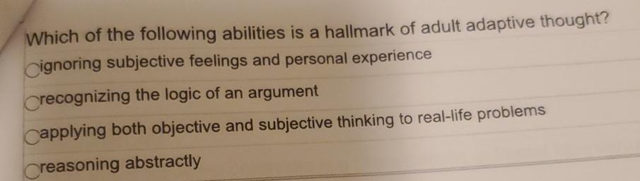Solved Which of the following abilities is a hallmark of | Chegg.com