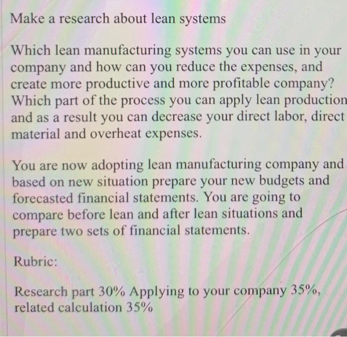 Solved Make a research about lean systems Which lean | Chegg.com