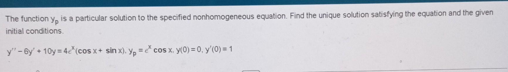 Solved The function yp is a particular solution to the | Chegg.com