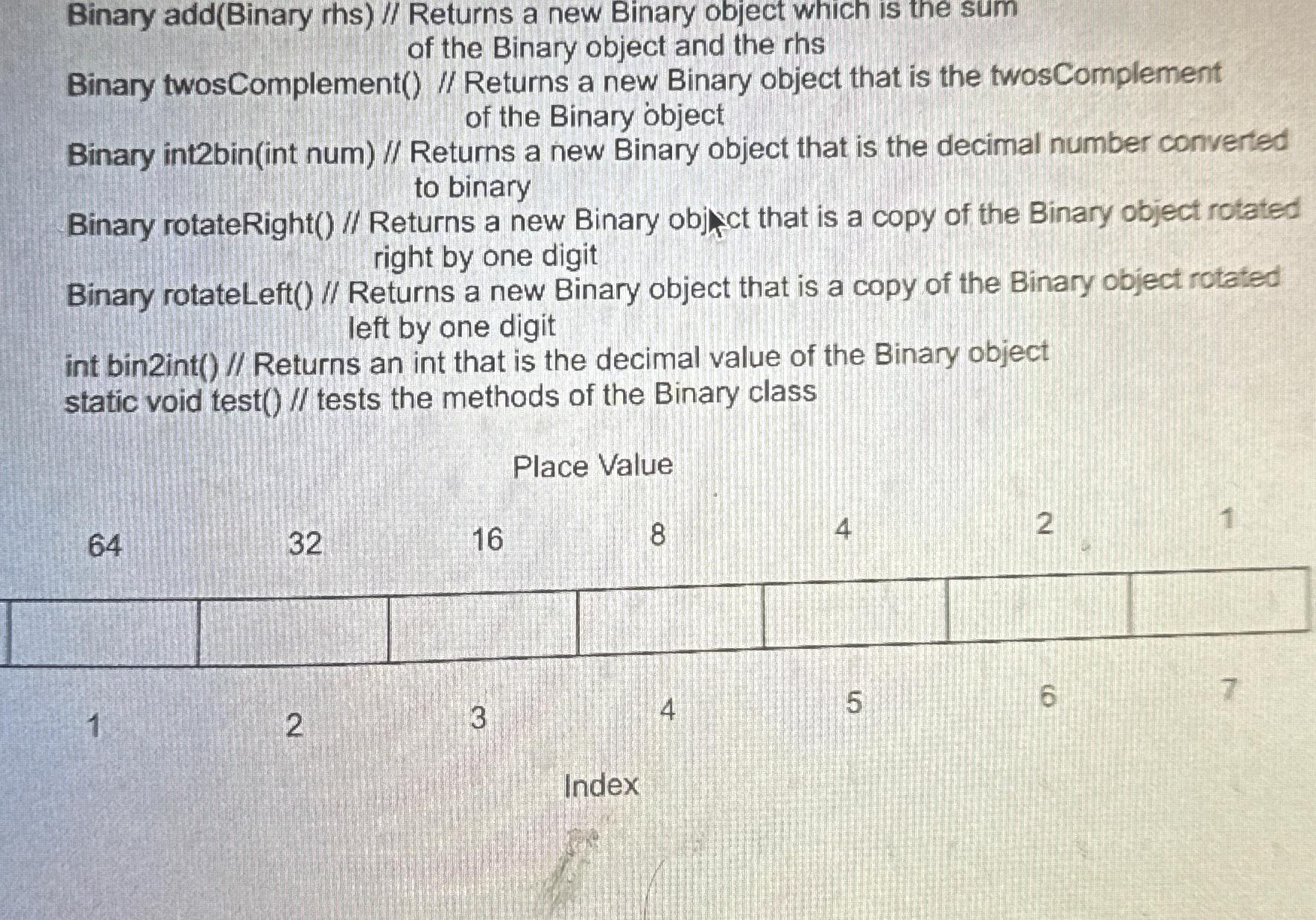 Solved Proiect Descriptioncreate A Simple Binary Class That