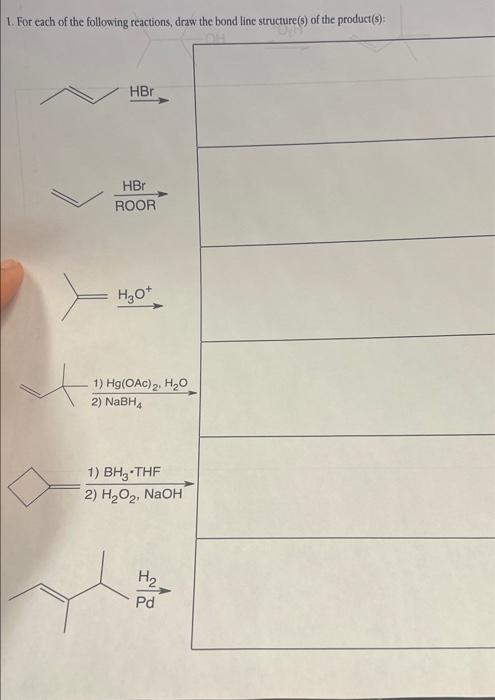 Solved 1. For each of the following reactions, draw the bond | Chegg.com
