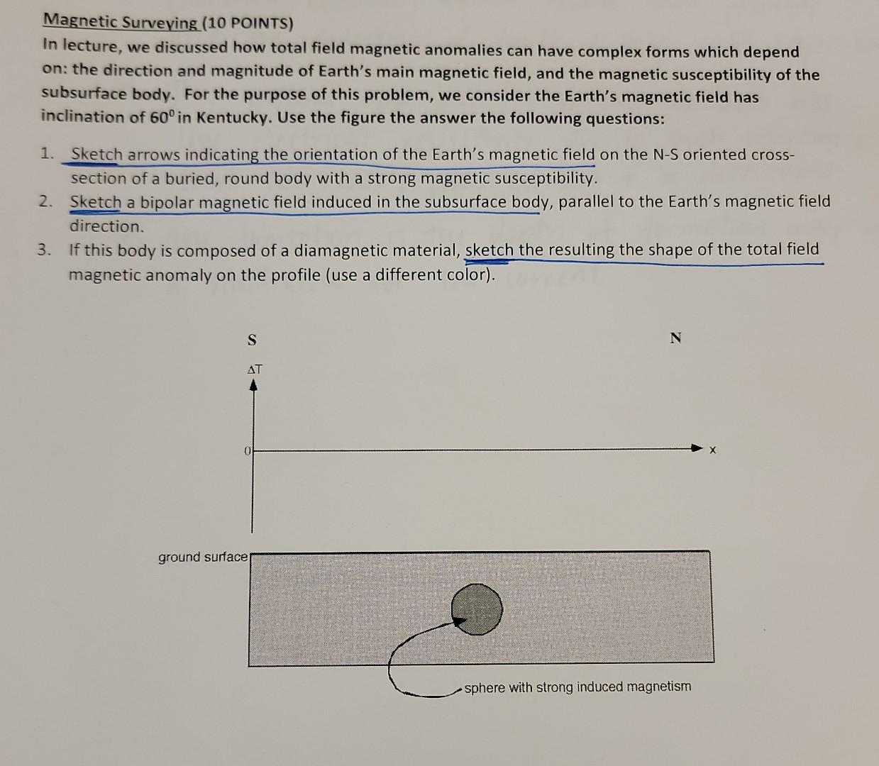 Solved Magnetic Surveying (10 POINTS) In lecture, we | Chegg.com
