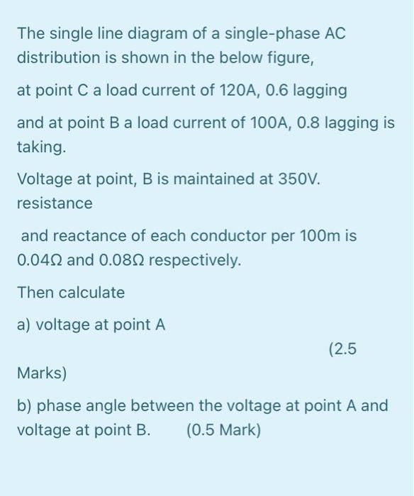 Solved The single line diagram of a single-phase AC | Chegg.com