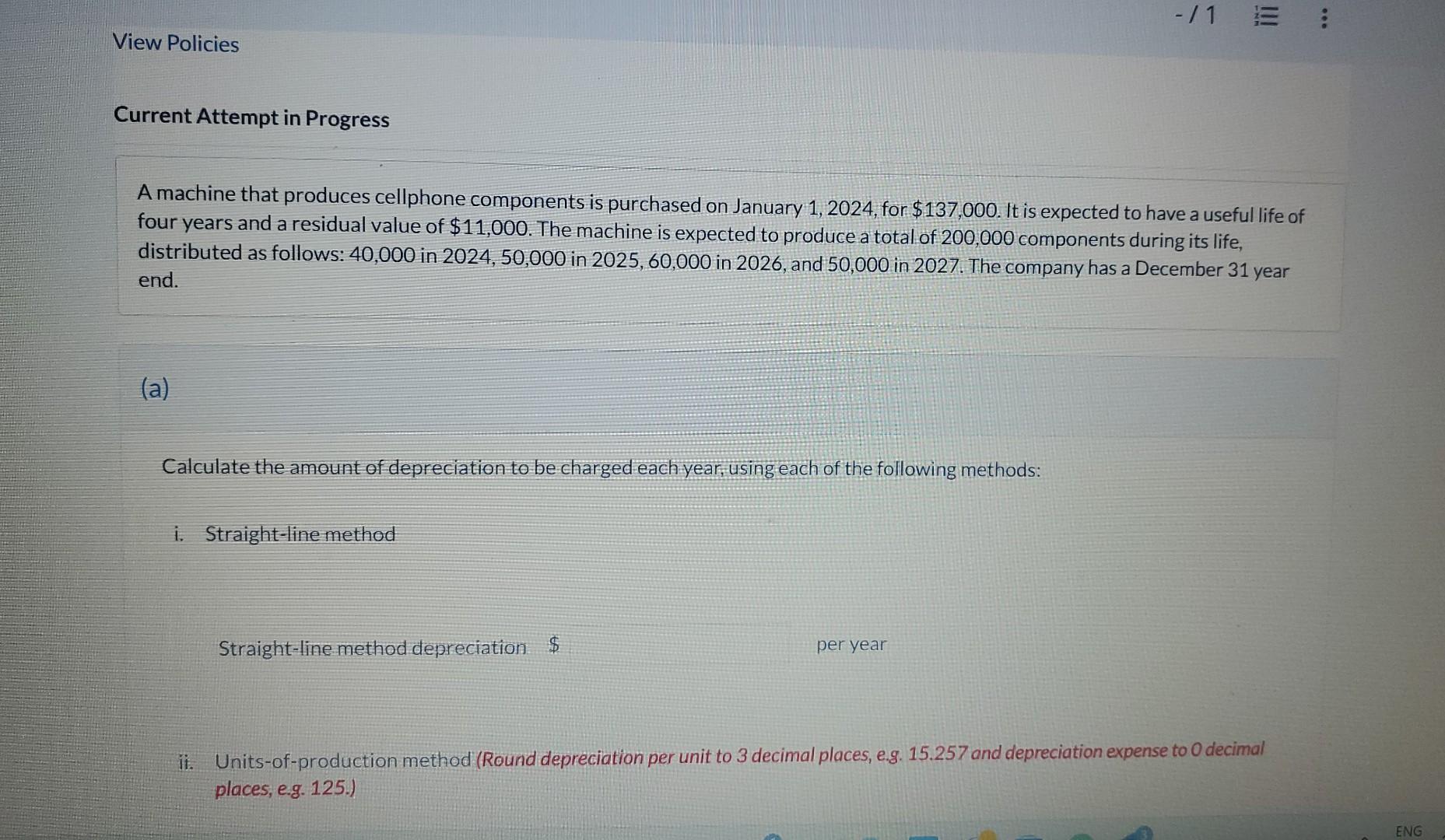 Solved What is the double diminishing balanced method | Chegg.com