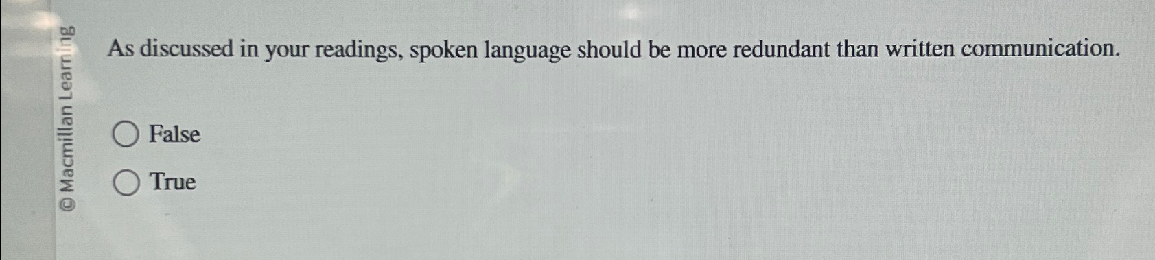 Solved As discussed in your readings, spoken language should | Chegg.com