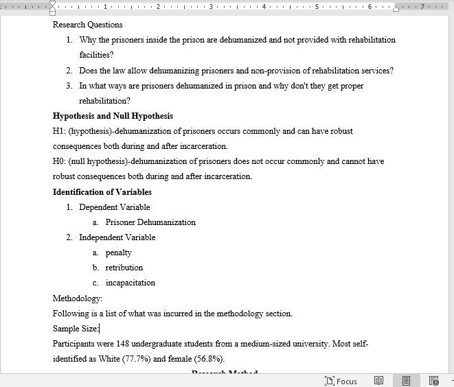 Solved Research Methodology Topic: The Dehumanization and | Chegg.com