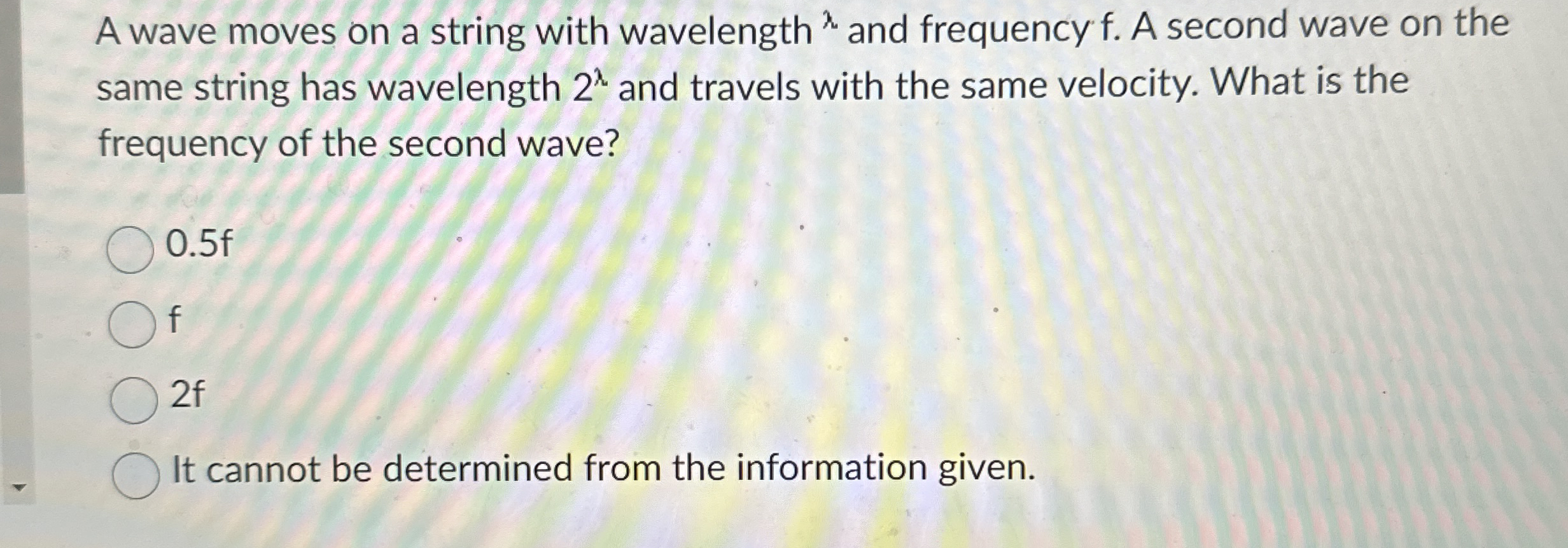 Solved A wave moves on a string with wavelength ?λ ﻿and | Chegg.com