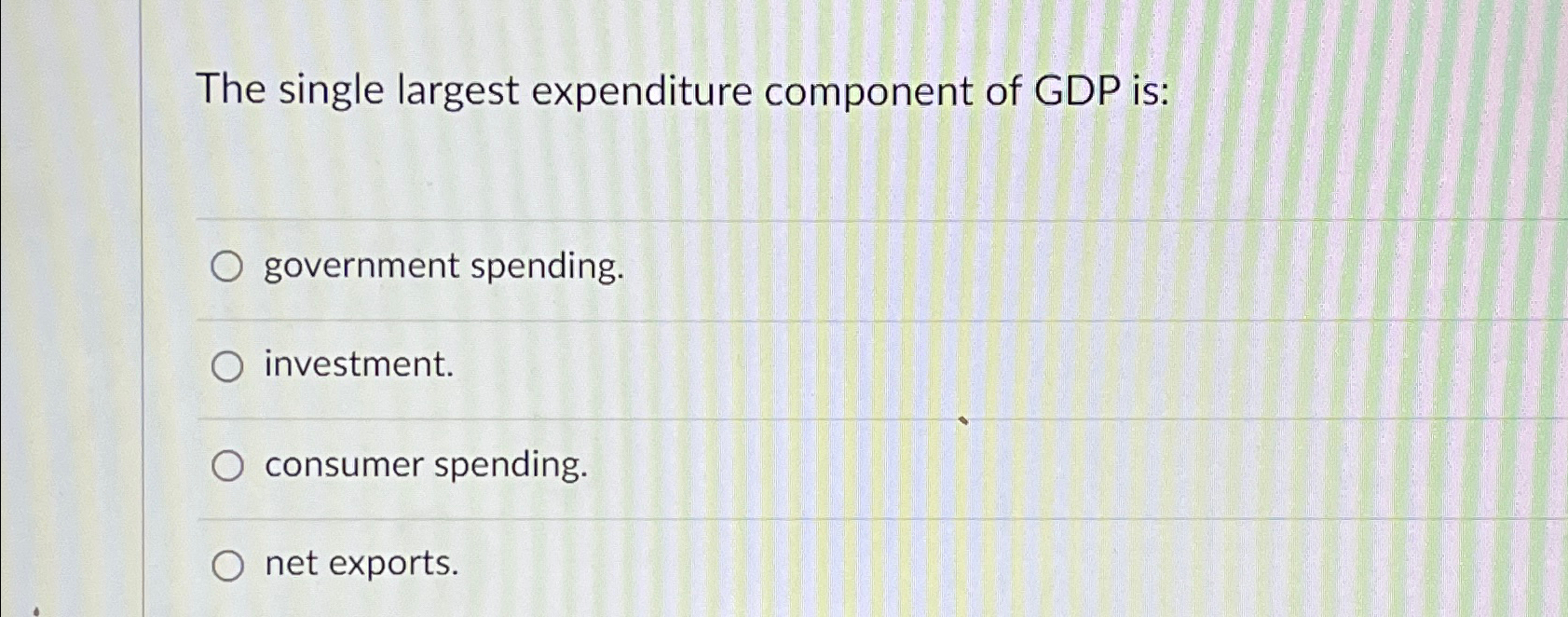 Solved The single largest expenditure component of GDP | Chegg.com