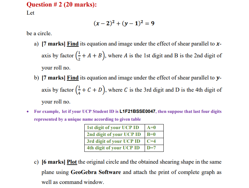 Solved For example, let if your UCP Student ID is | Chegg.com