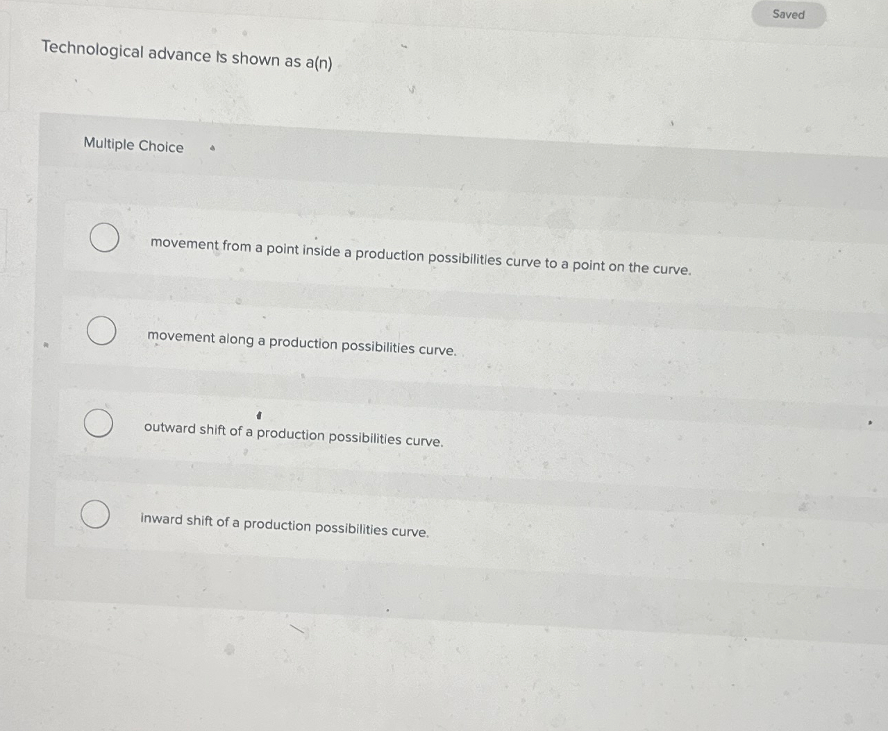 Solved Technological advance ts shown as a(n)Multiple | Chegg.com