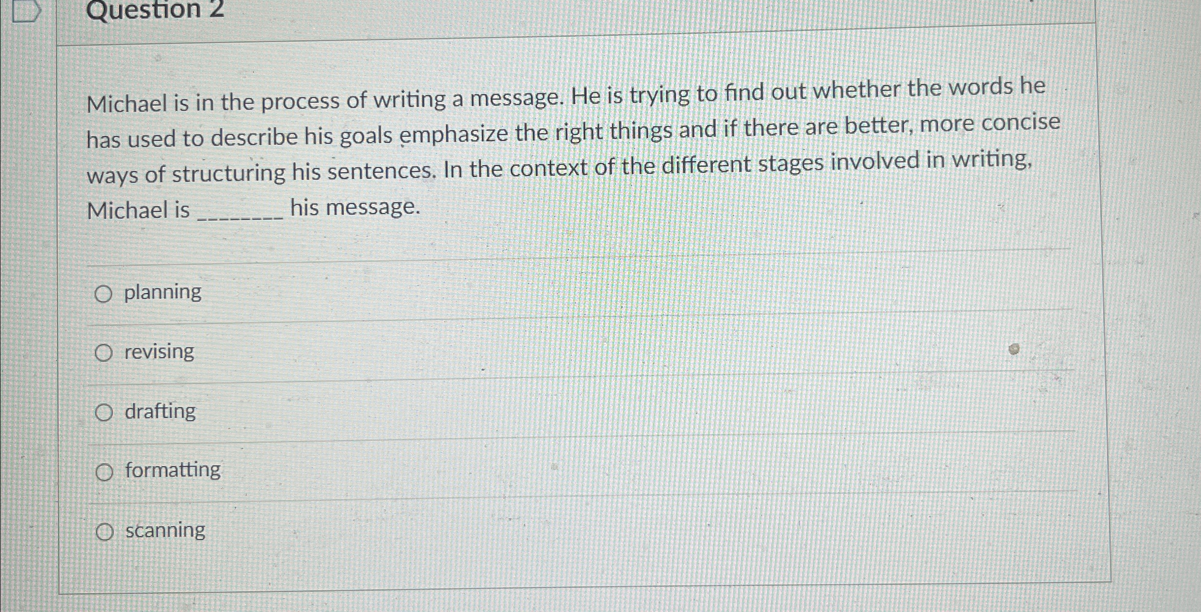 Solved Question 2Michael is in the process of writing a | Chegg.com